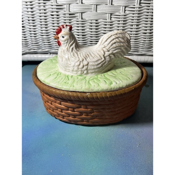 Art | Vintage Chicken Hen On Nest Ceramic Figure Trinket Box 2 | Poshmark